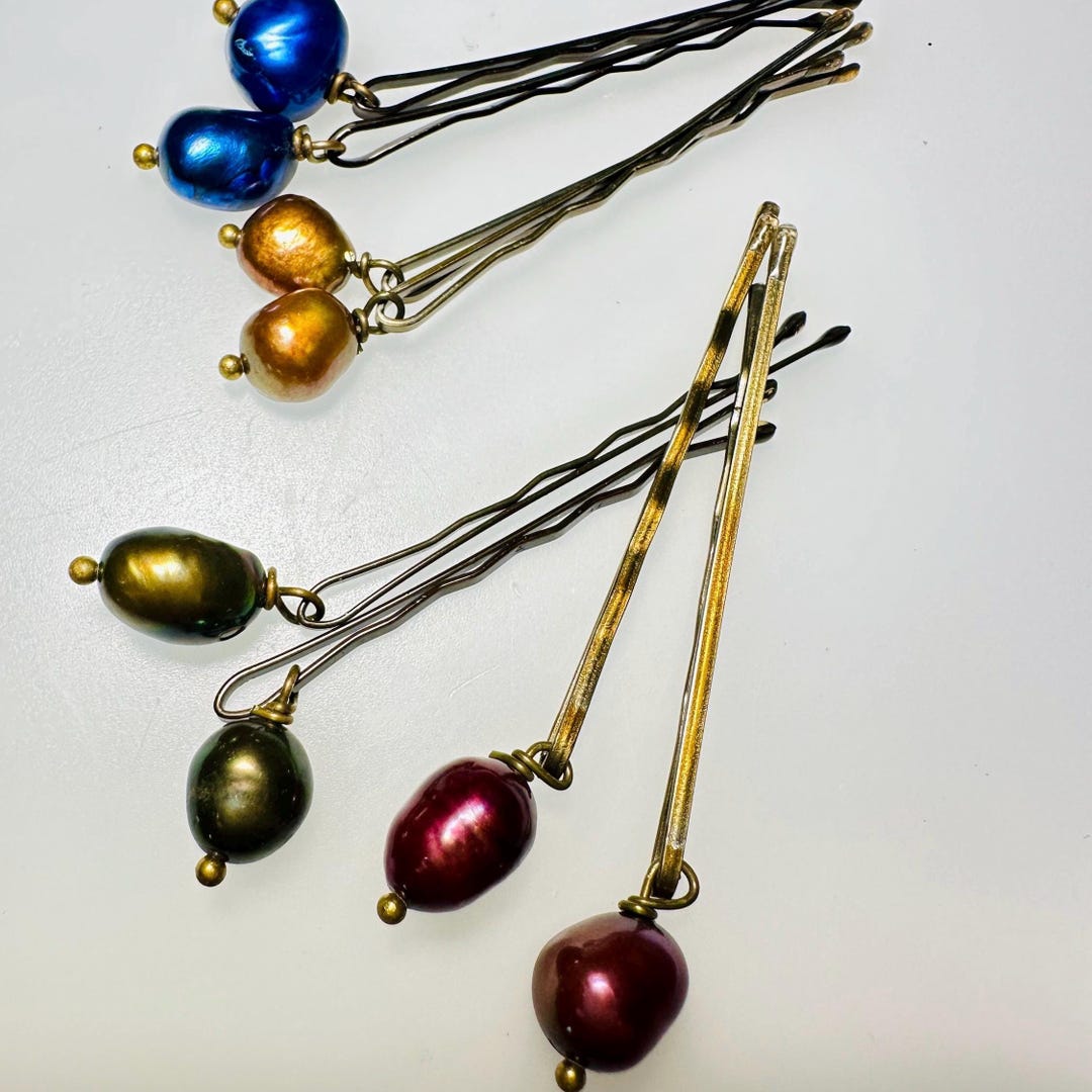 Set of 8 Genuine Burgundy Freshwater Pearl Nugget Bobby Pins,purple ...