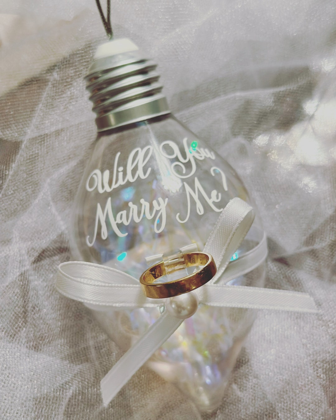 Will You Marry Me Clear Ball Light Bulb With Outside Ring Holder ...