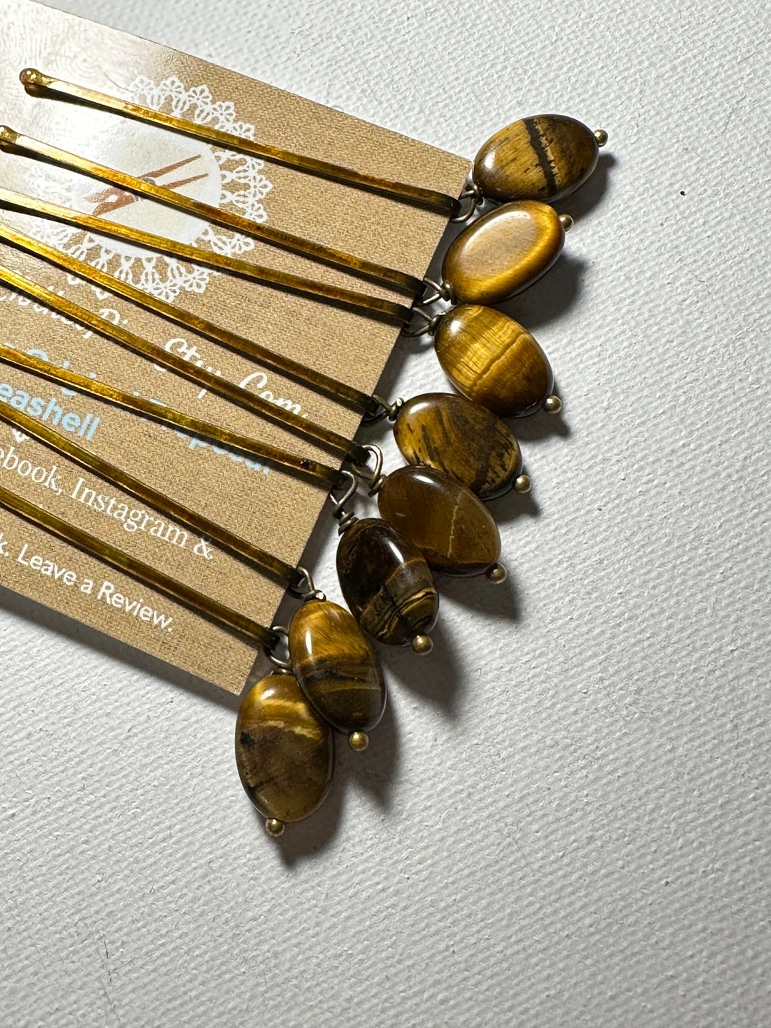 8 Oval Tiger Eye Bead Bobby Hair Pin ,tiger Eye Bead, Bridal Bobby Pins ...