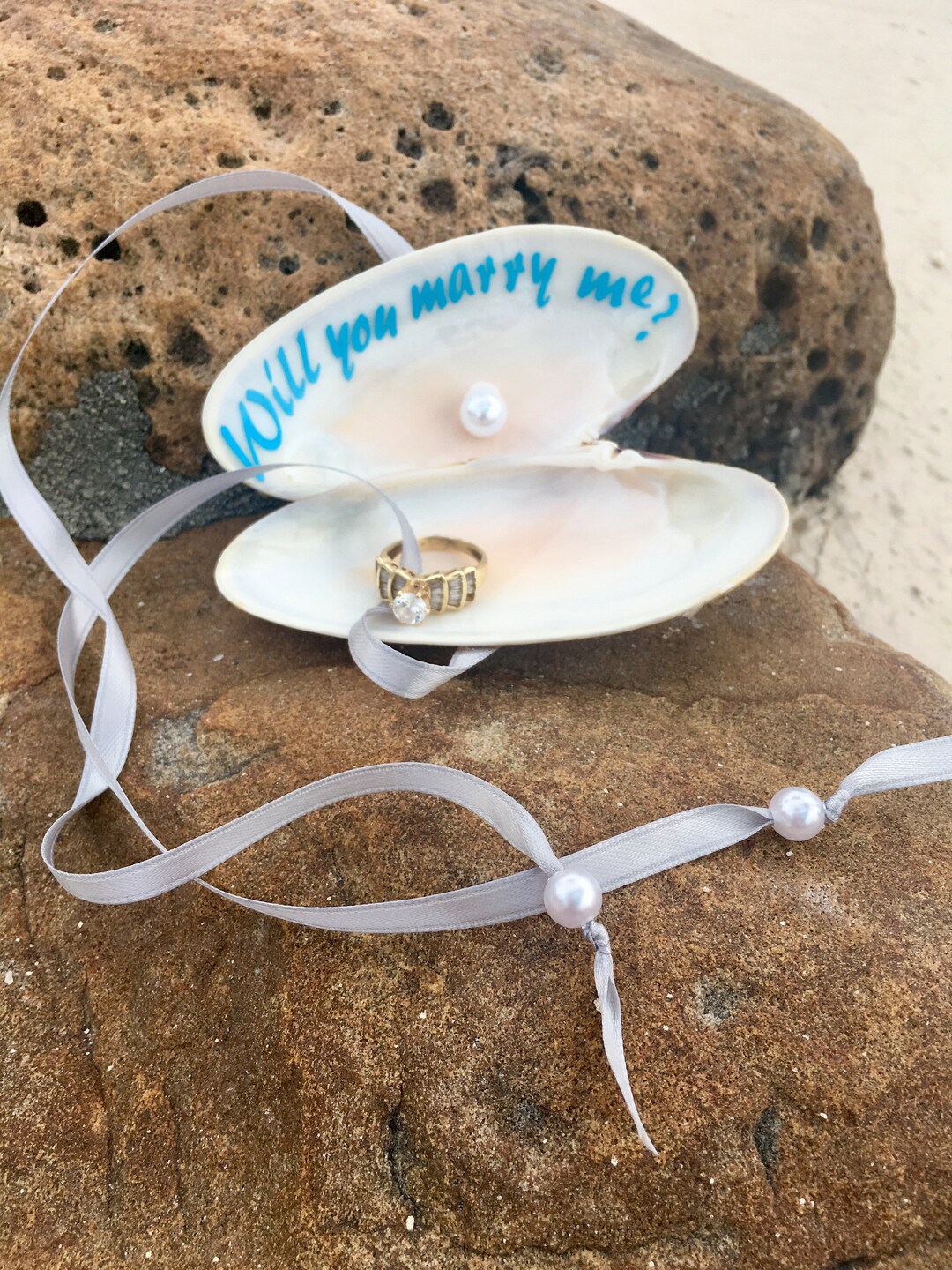 Beach Proposal Seashell/shell Engagement Ring Box/beach Wedding Ring ...