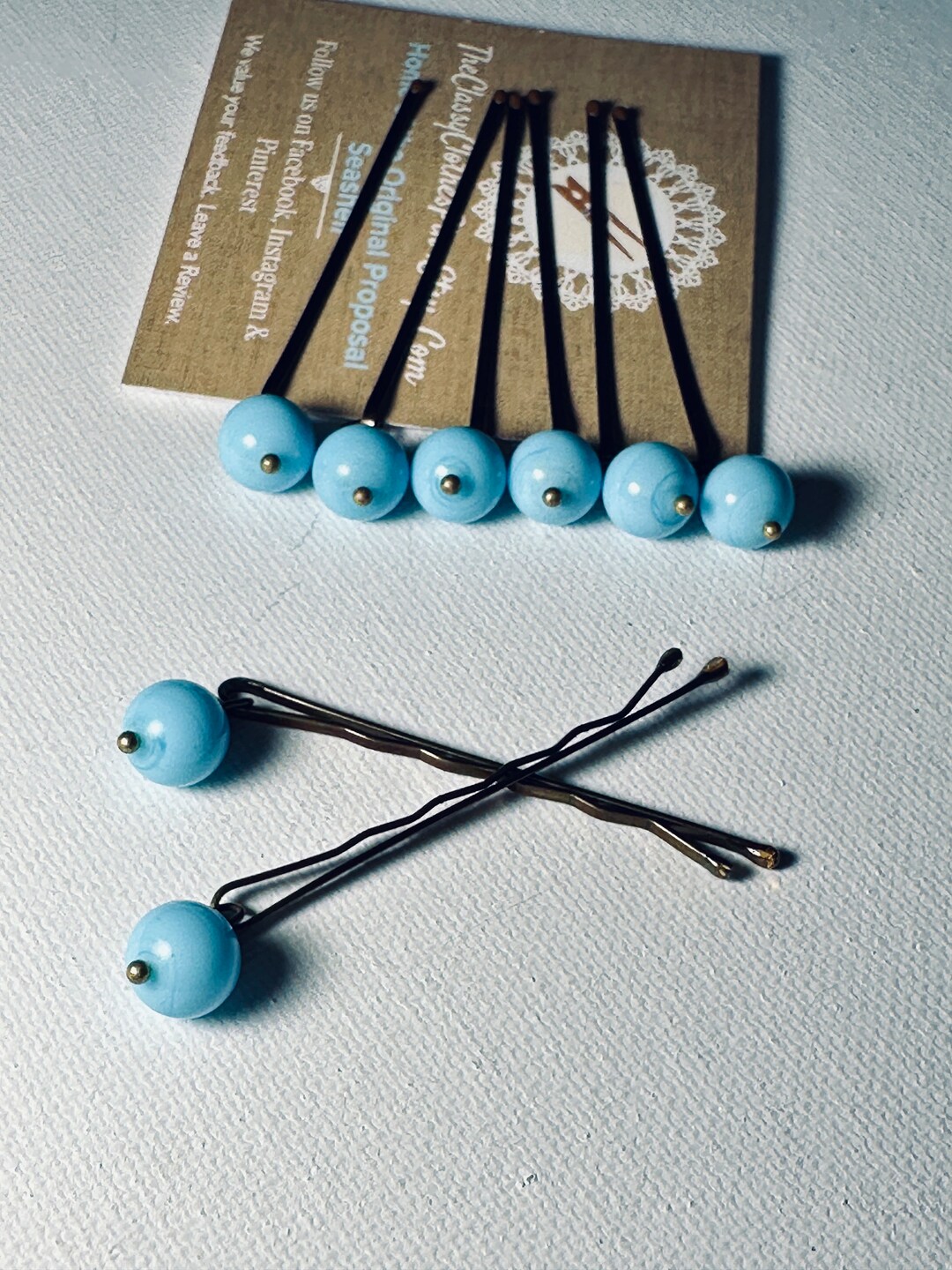 Set of 8 Turquiose Bobby Pins, Friendship Gift, Blue Beaded Bobby Pins ...