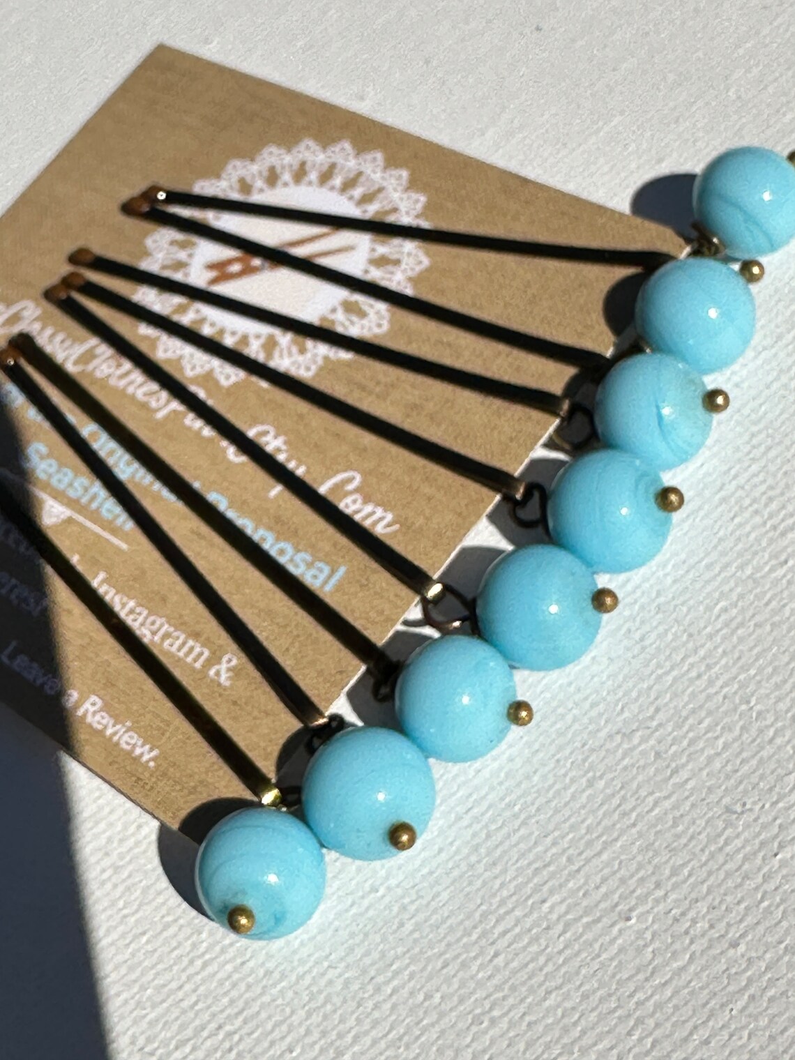 Set of 8 Turquiose Bobby Pins, Friendship Gift, Blue Beaded Bobby Pins ...