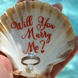White Shell Proposal Ring Holder, White Seashell Ring Box, Proposal ...