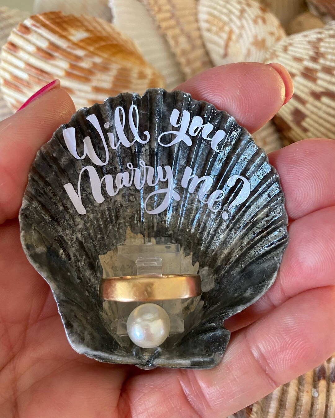 Beach Proposal Ring Holder, Seashell Ring Holder, Proposal Ring Holder ...