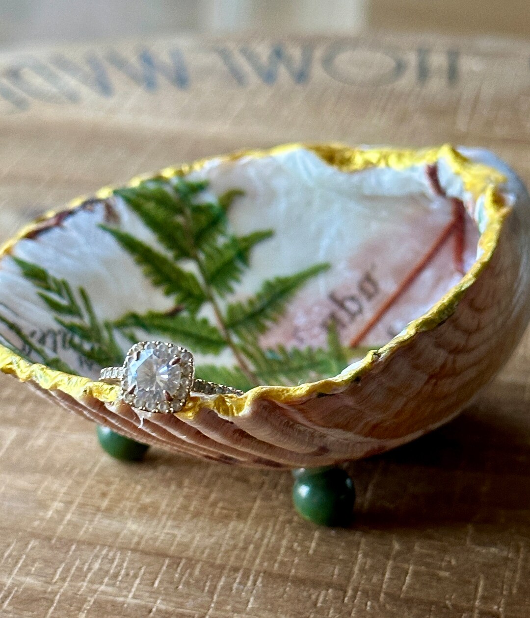Seashell Decoupage Message Ring Dish, Trinket Shell, Mom Gift, Friend ...