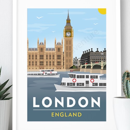 London England Vintage Travel Poster Poster Paper or Canvas - Etsy