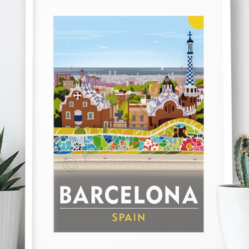 Barcelona Print Catalonia Poster Spain Poster Travel - Etsy