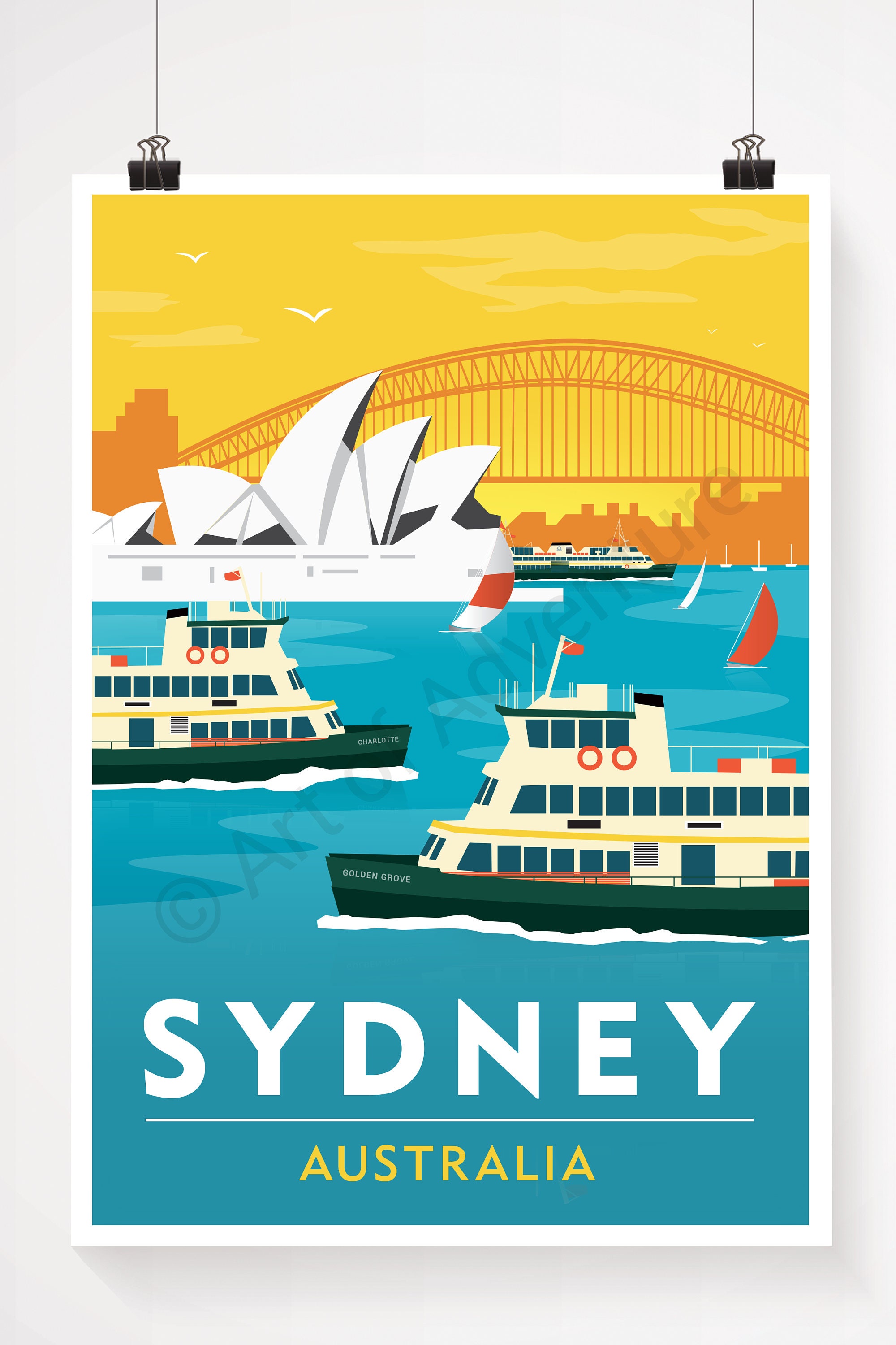 Sydney Ferries Sunset Sydney Australia Poster / Print / | Etsy