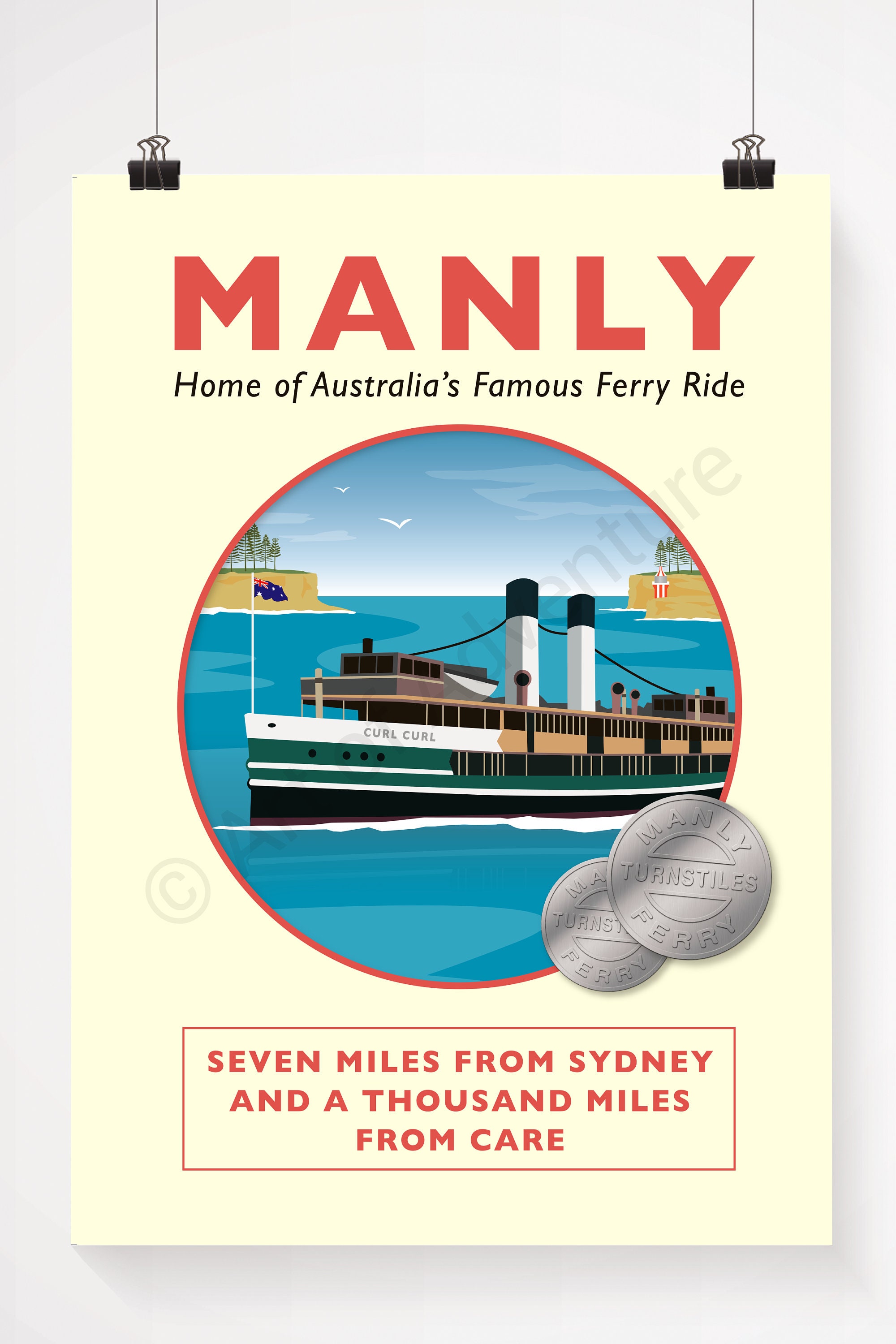 Old Manly Ferry Large Poster / A2 A1 A0 Print / Australia - Etsy
