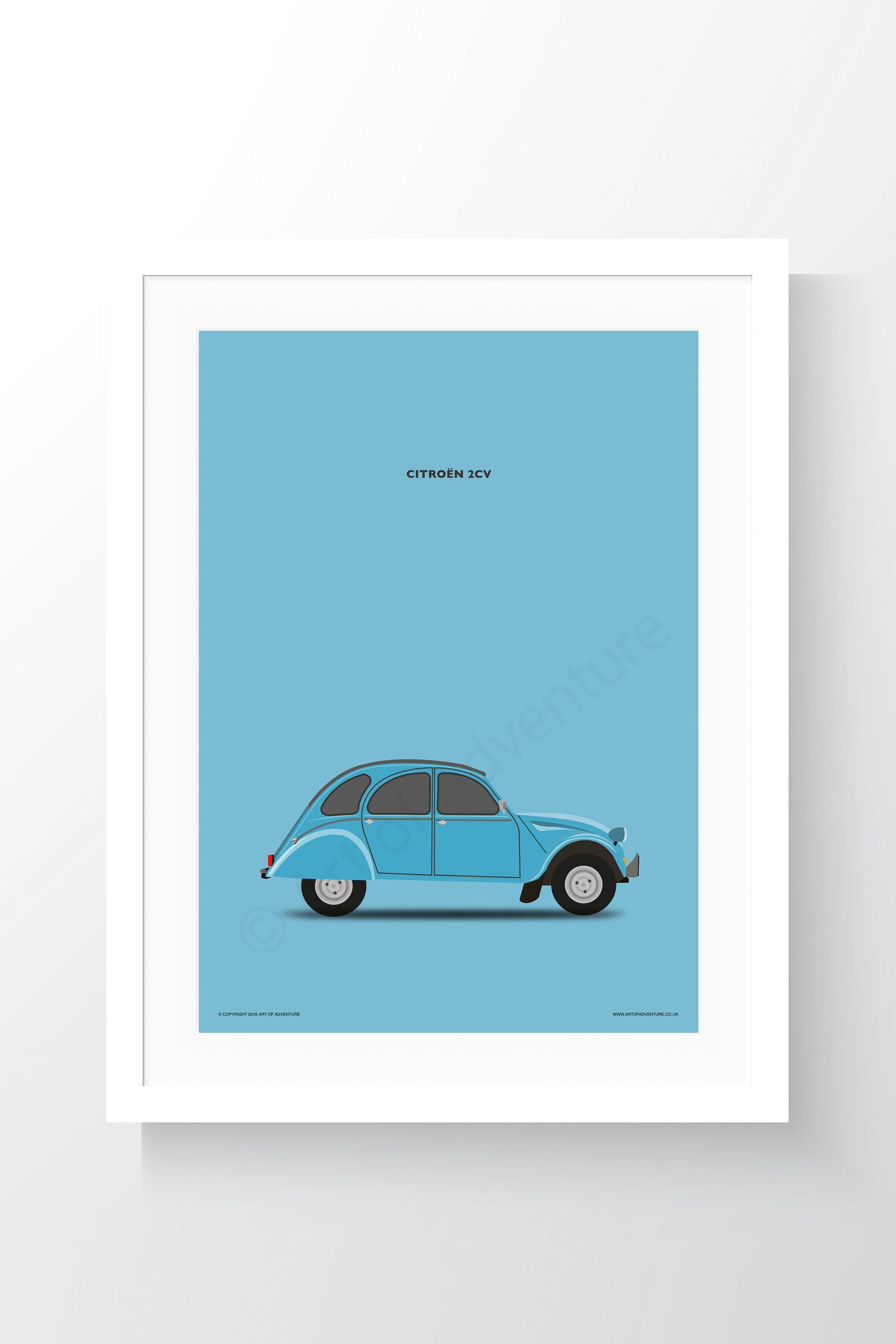 Citroen 2CV Blue Poster / A3 Print / Car Poster / Car Print / - Etsy