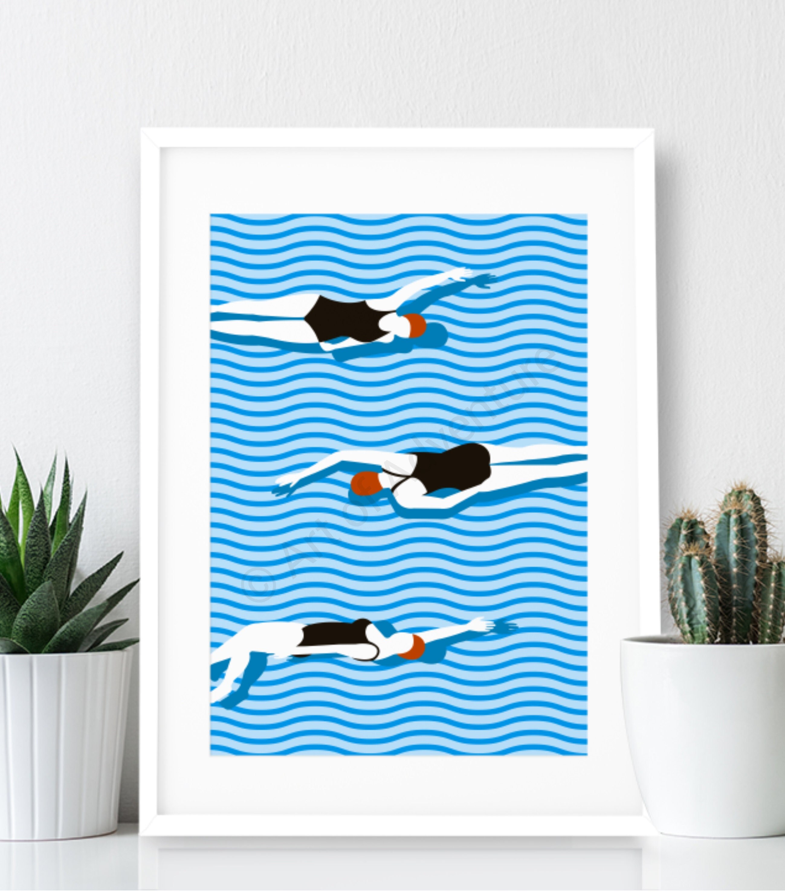 Swimmers Poster / A4 Print / Travel Poster / Vintage Print / - Etsy