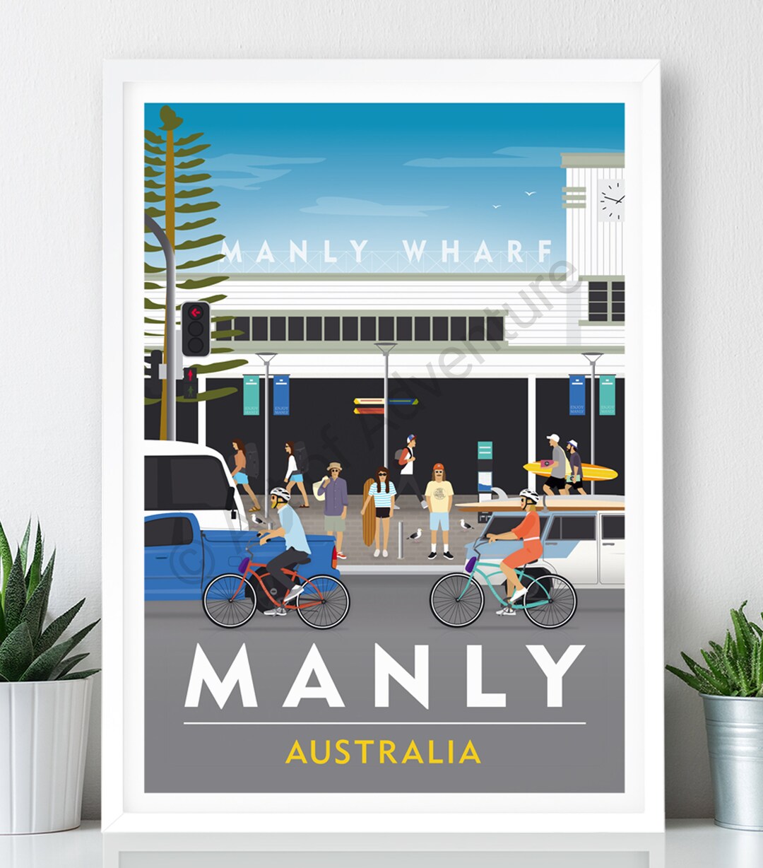 Manly Wharf Street – Large Poster / A2, A1, A0 Print / Travel Poster ...