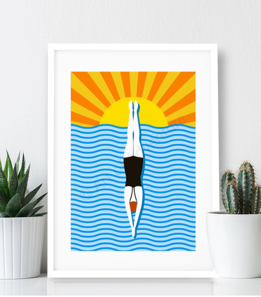 High Diver Poster / A4 Print / Travel Poster / Vintage Print / Art Deco ...