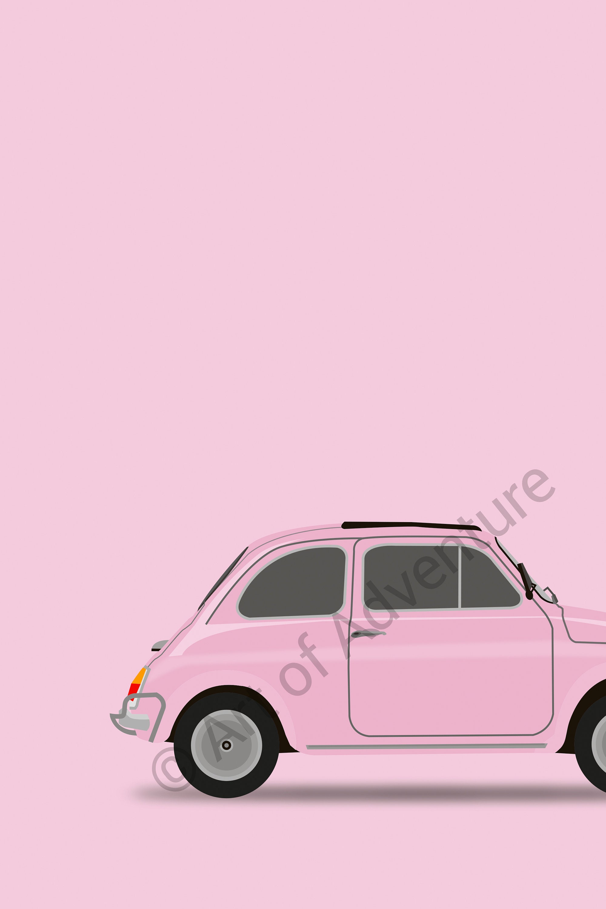 Fiat 500 Pink Large Poster / A2 A1 A0 Print / Car Poster / - Etsy