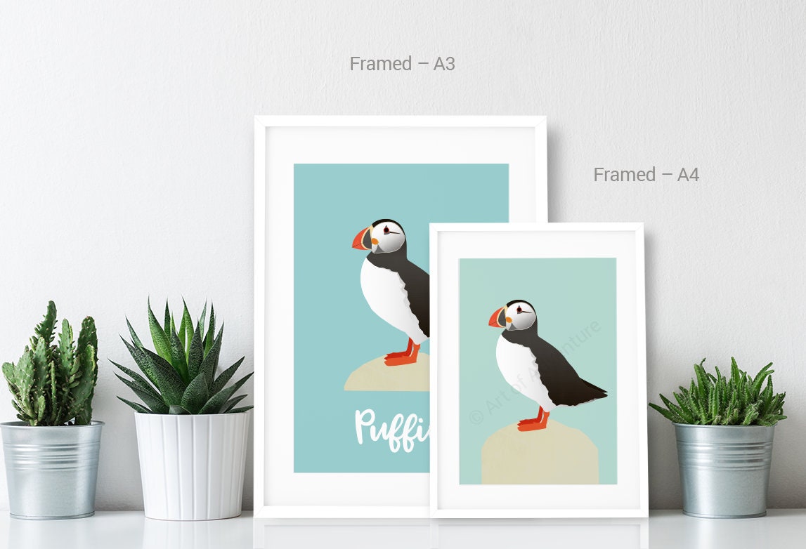 Puffin Poster / A4 or A3 Print / Animal Print / British Bird - Etsy