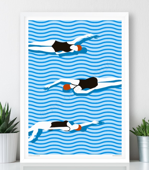 Swimmers Large Poster / A2 A1 A0 Print / Travel Poster / - Etsy
