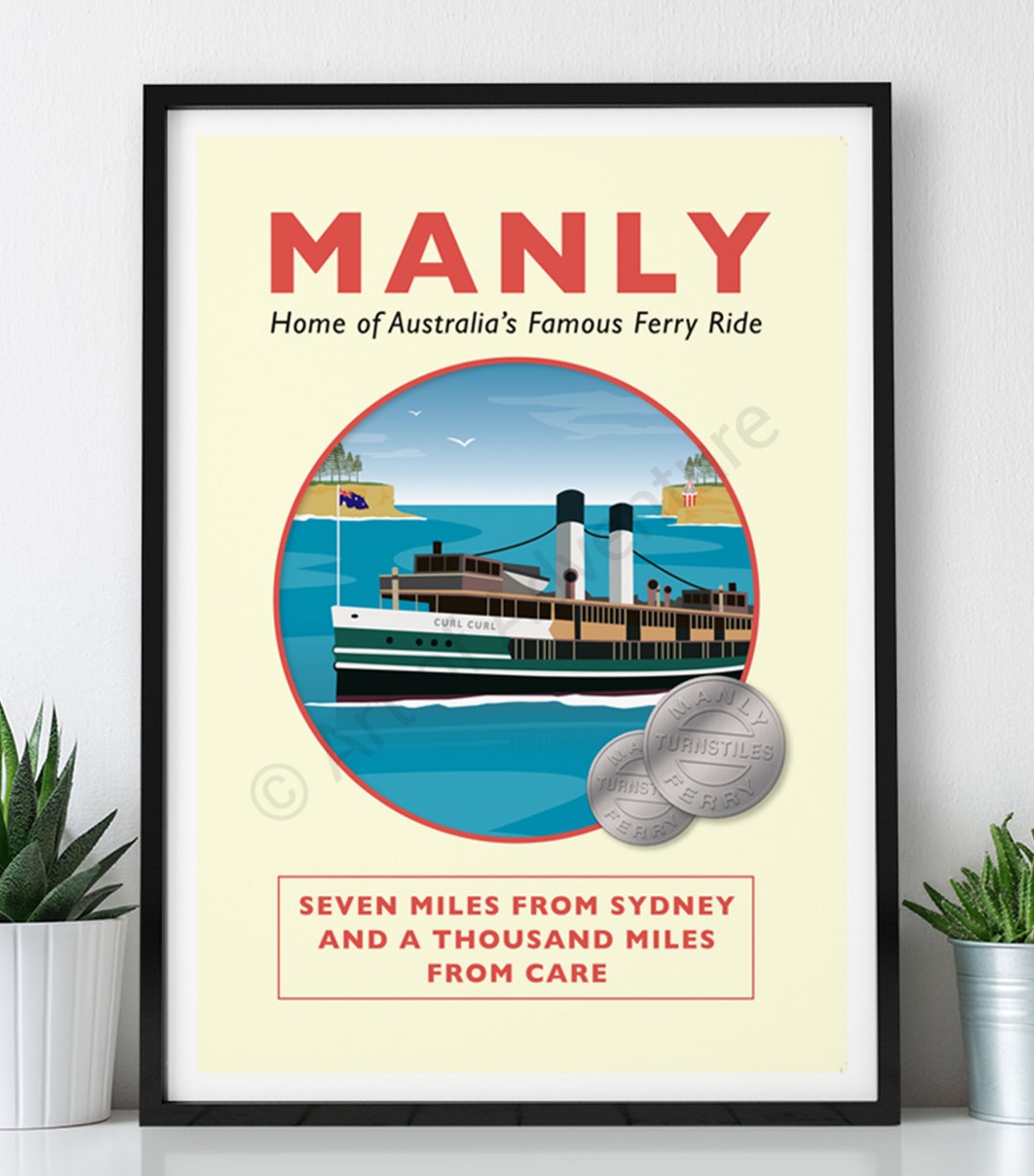 Old Manly Ferry – Large Poster / A2, A1, A0 Print / Australia / Sydney ...