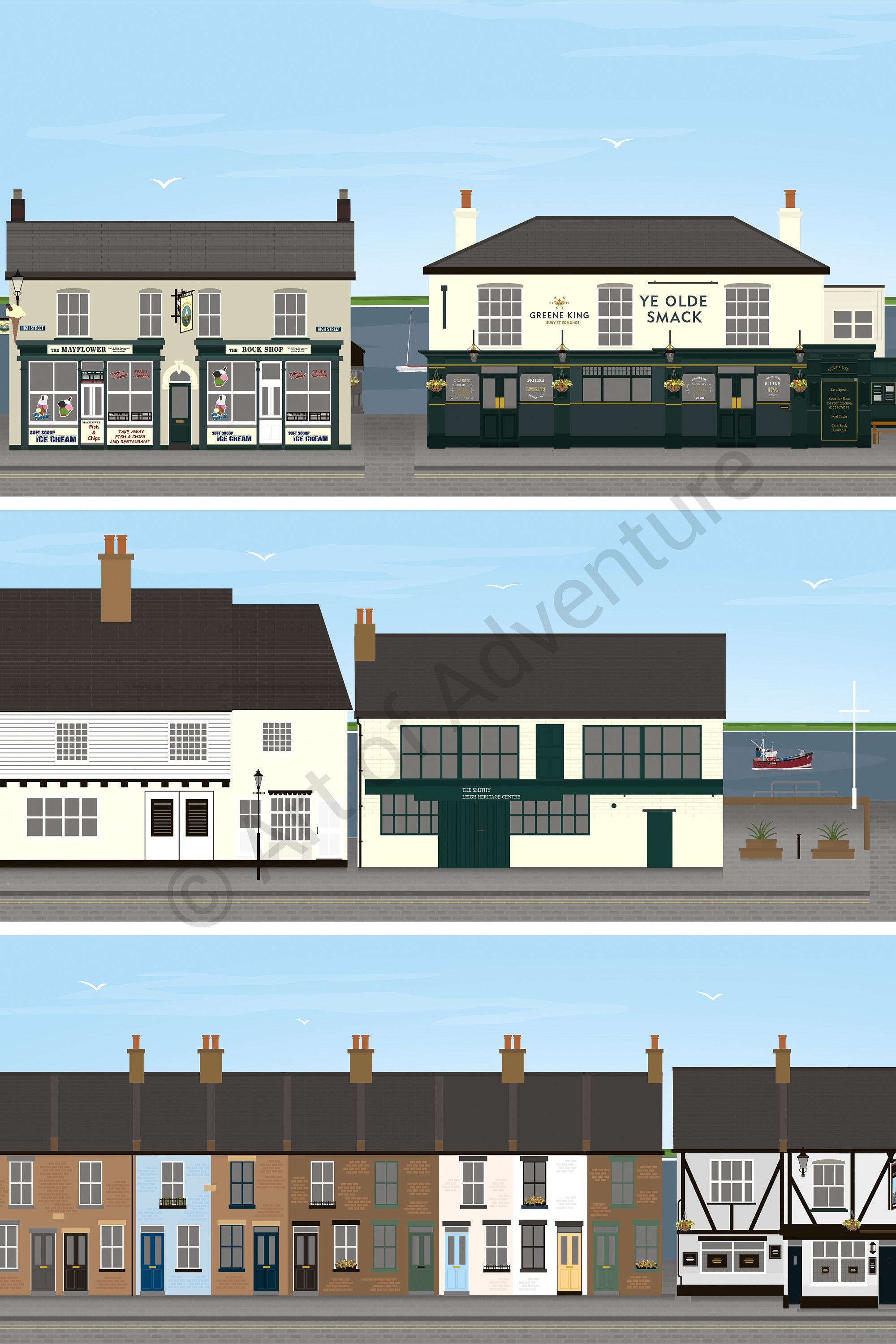 Old Leigh Buildings Leigh-on-sea Poster / A4 or A3 Print / - Etsy