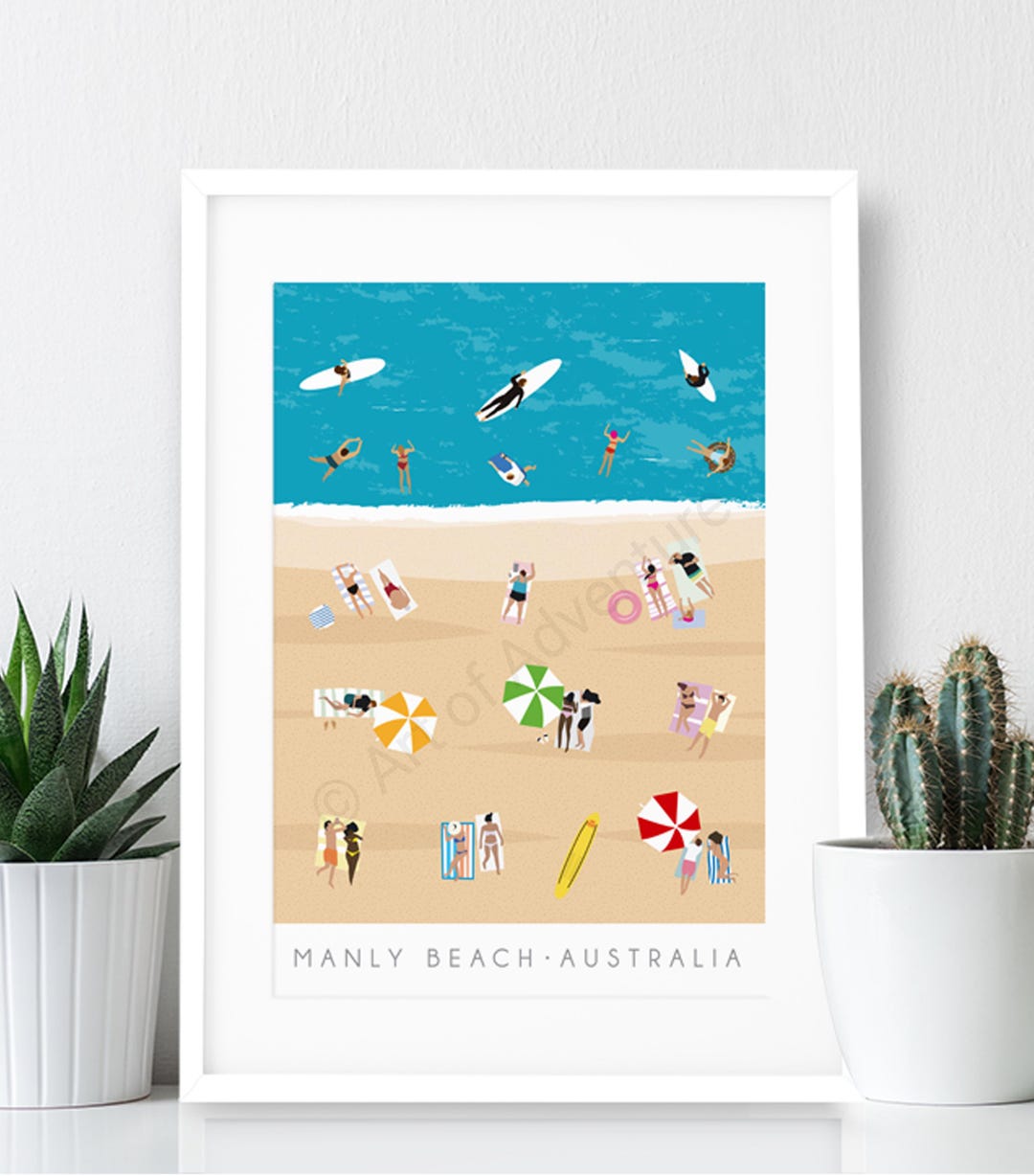 Aerial Manly Beach – Australia Poster / A3 Print / Travel Poster ...