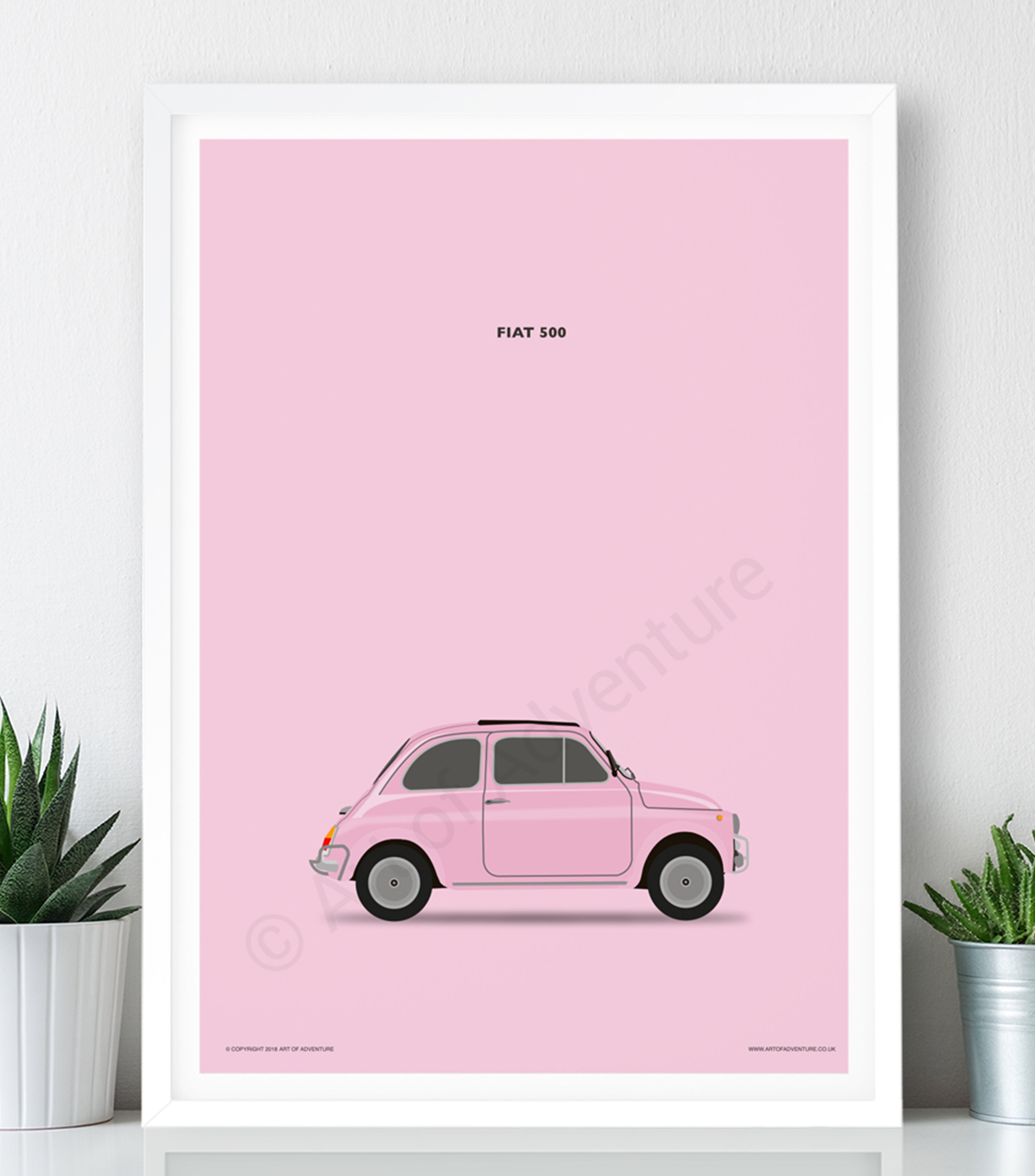 Fiat 500 Pink Large Poster / A2 A1 A0 Print / Car Poster / | Etsy