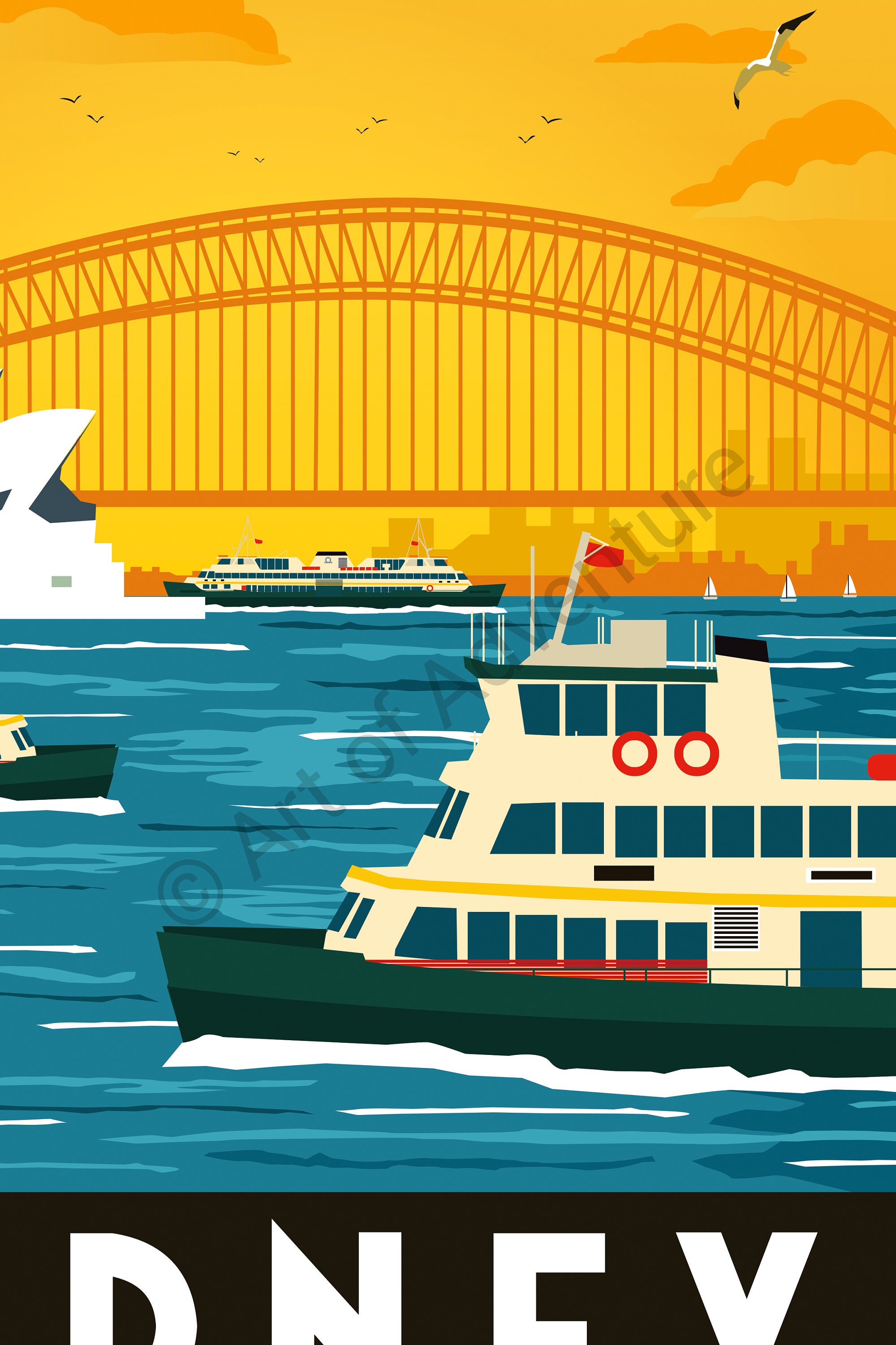 Sydney Ferries Large Poster / A2 A1 A0 Print / Australia / - Etsy