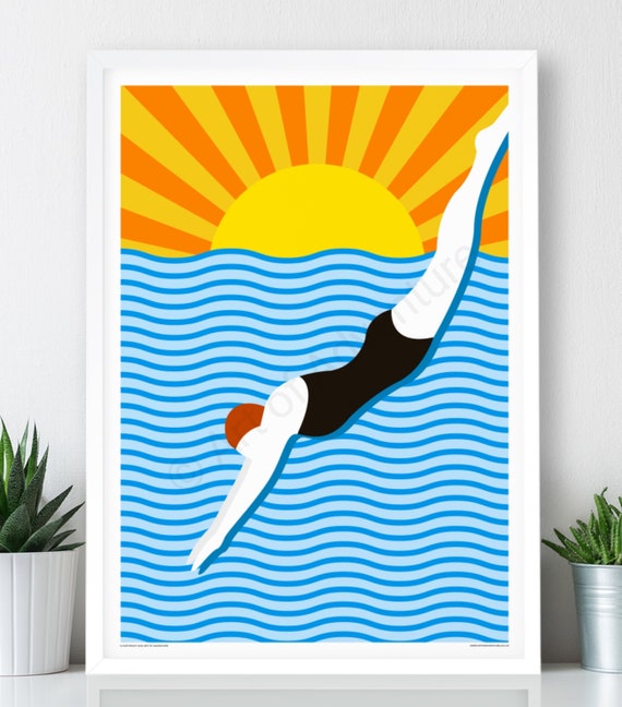 Diver Large Poster / A2 A1 A0 Print / Travel Poster / - Etsy