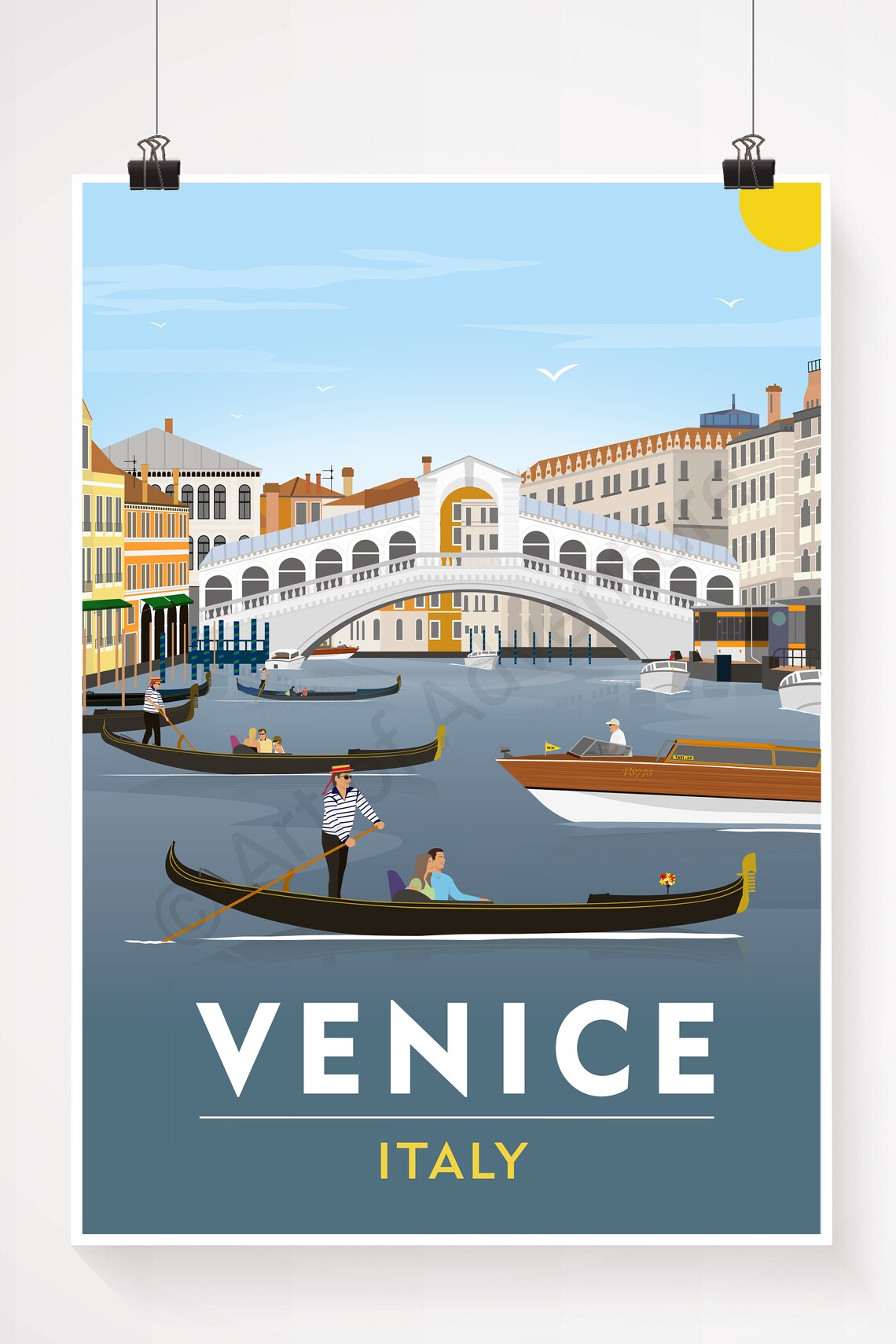 Venice Large Poster / A2 A1 A0 Print / Travel Poster / - Etsy