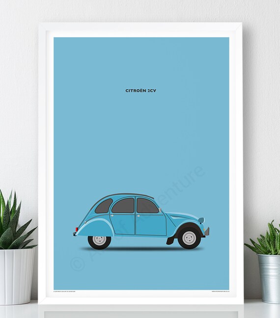 Citroen 2CV Blue Large Poster / A2 A1 A0 Print / Car Poster | Etsy