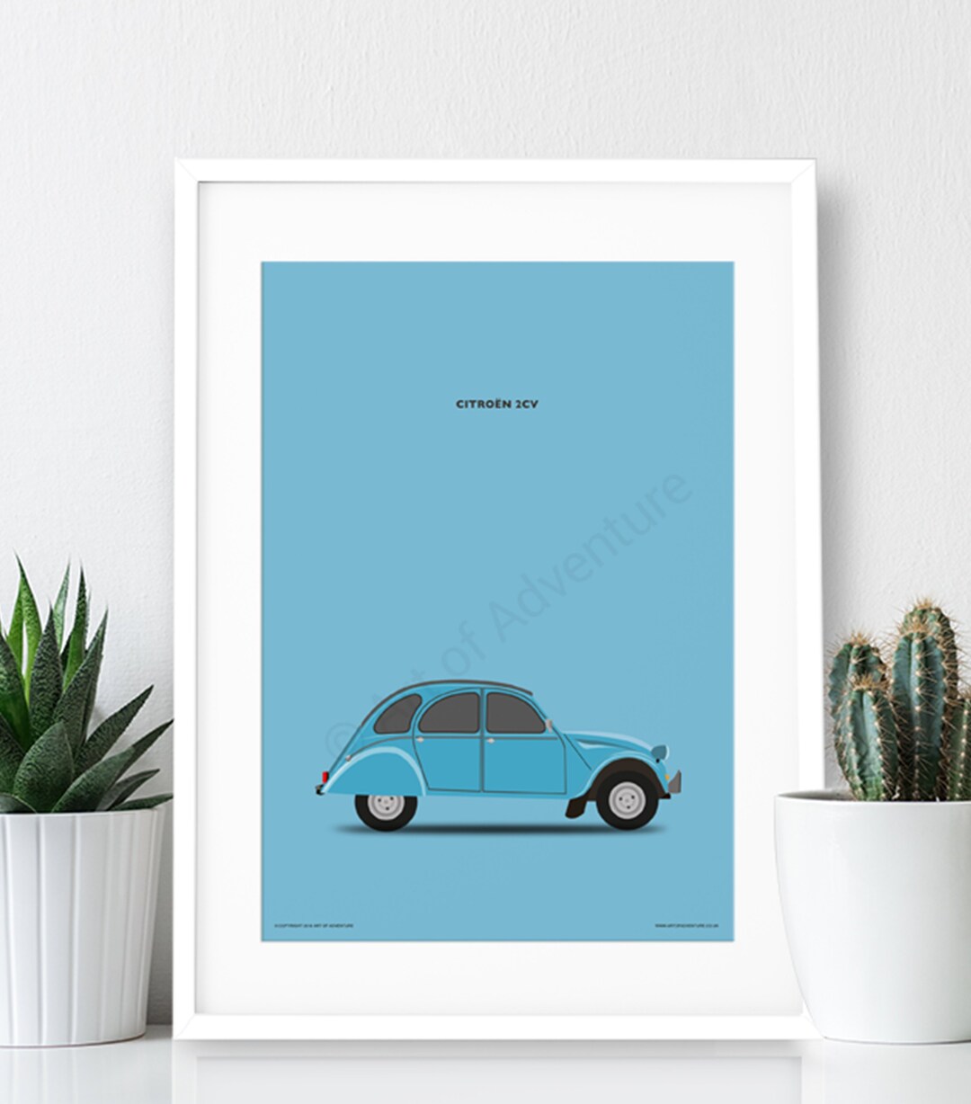 Citroen 2CV Blue Poster / A3 Print / Car Poster / Car Print / Classic ...