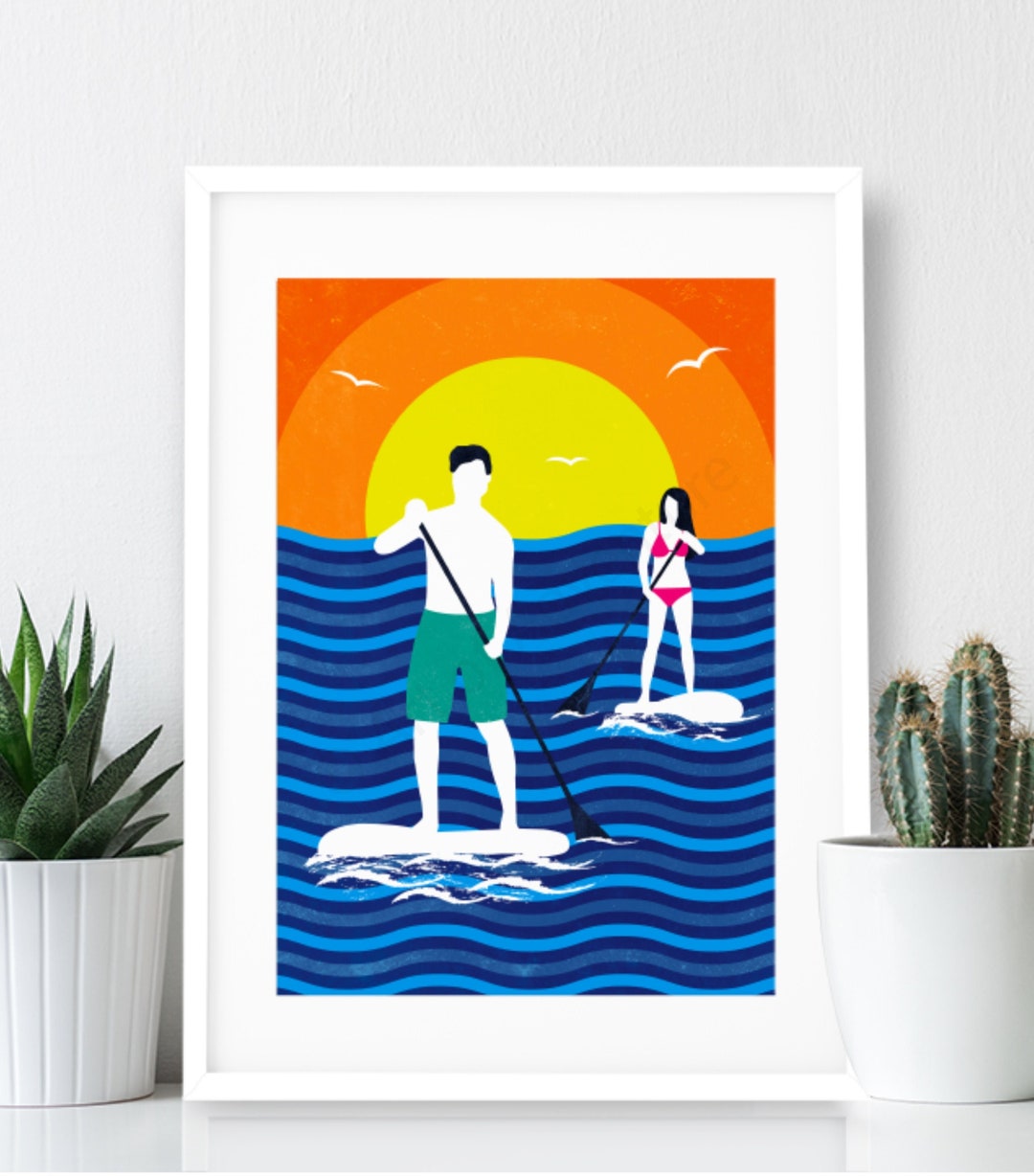 SUP Boarders A4 Print / Travel Poster / Vintage Poster / Retro Print ...