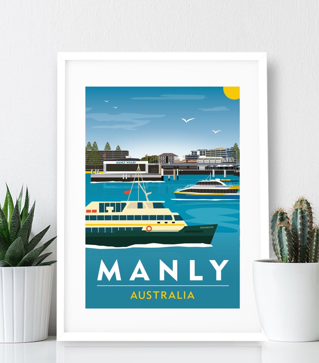 Manly Wharf – Australia Poster / A4 or A3 Print / Travel Poster ...