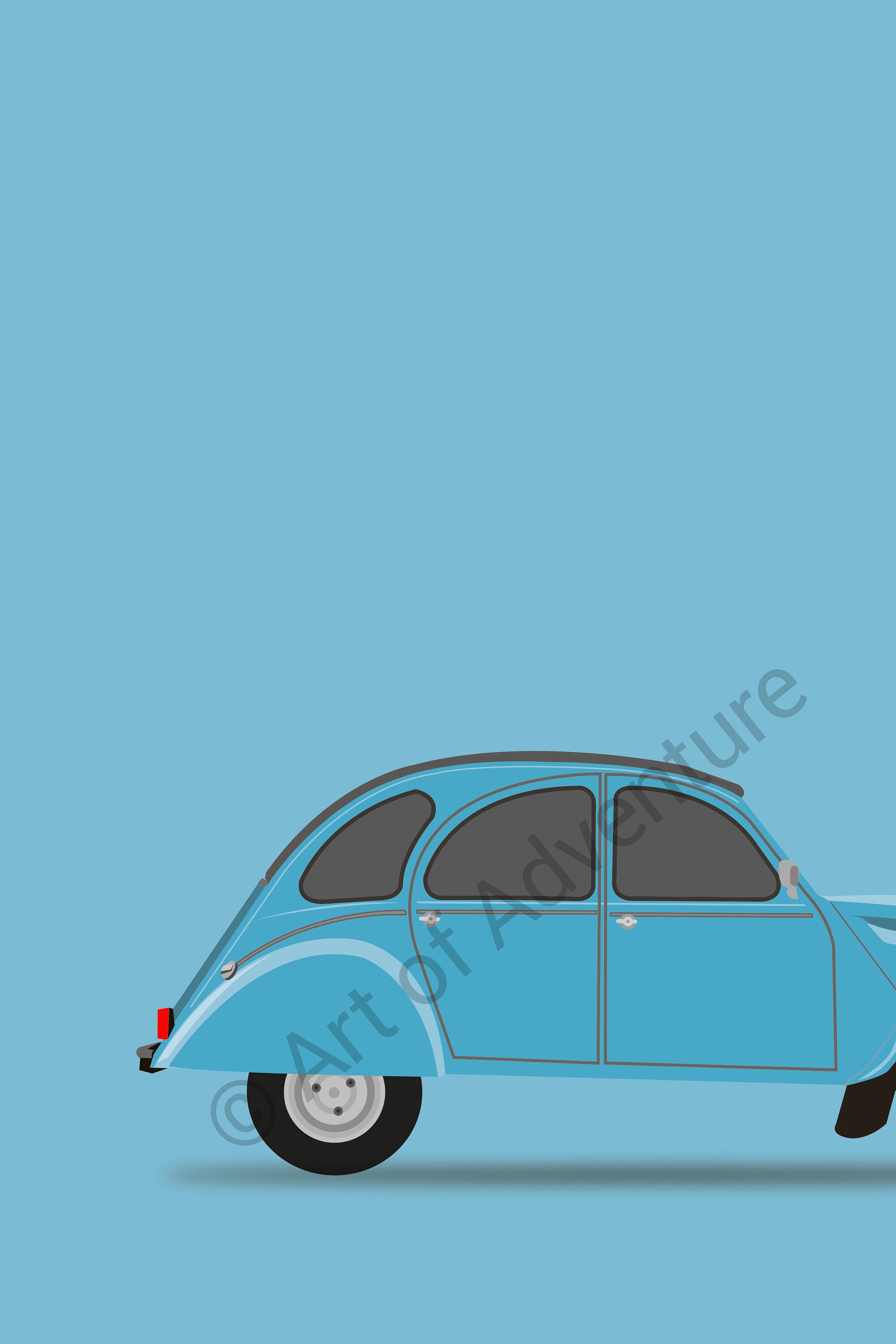 Citroen 2CV Blue Poster / A3 Print / Car Poster / Car Print / - Etsy Polska