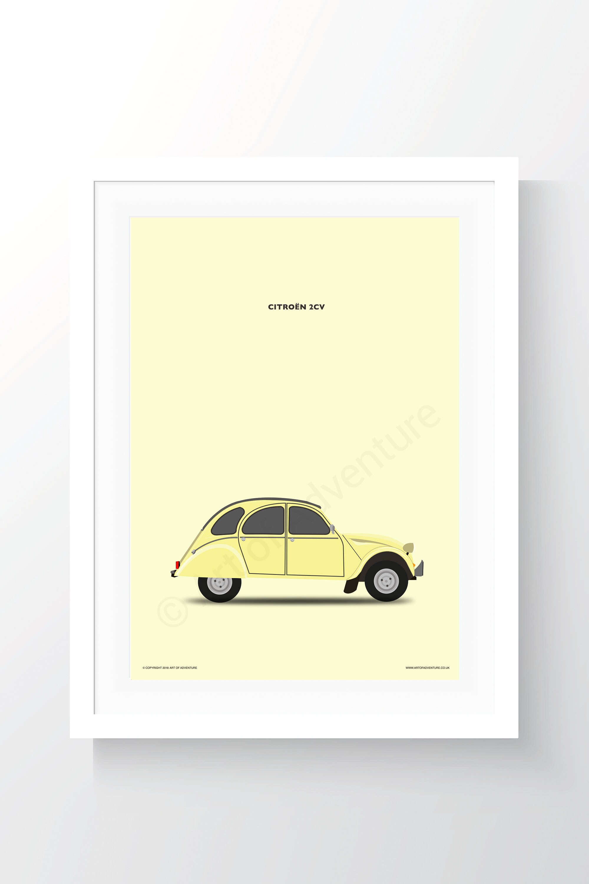Citroen 2CV Yellow Poster / A3 Print / Car Poster / Car Print | Etsy