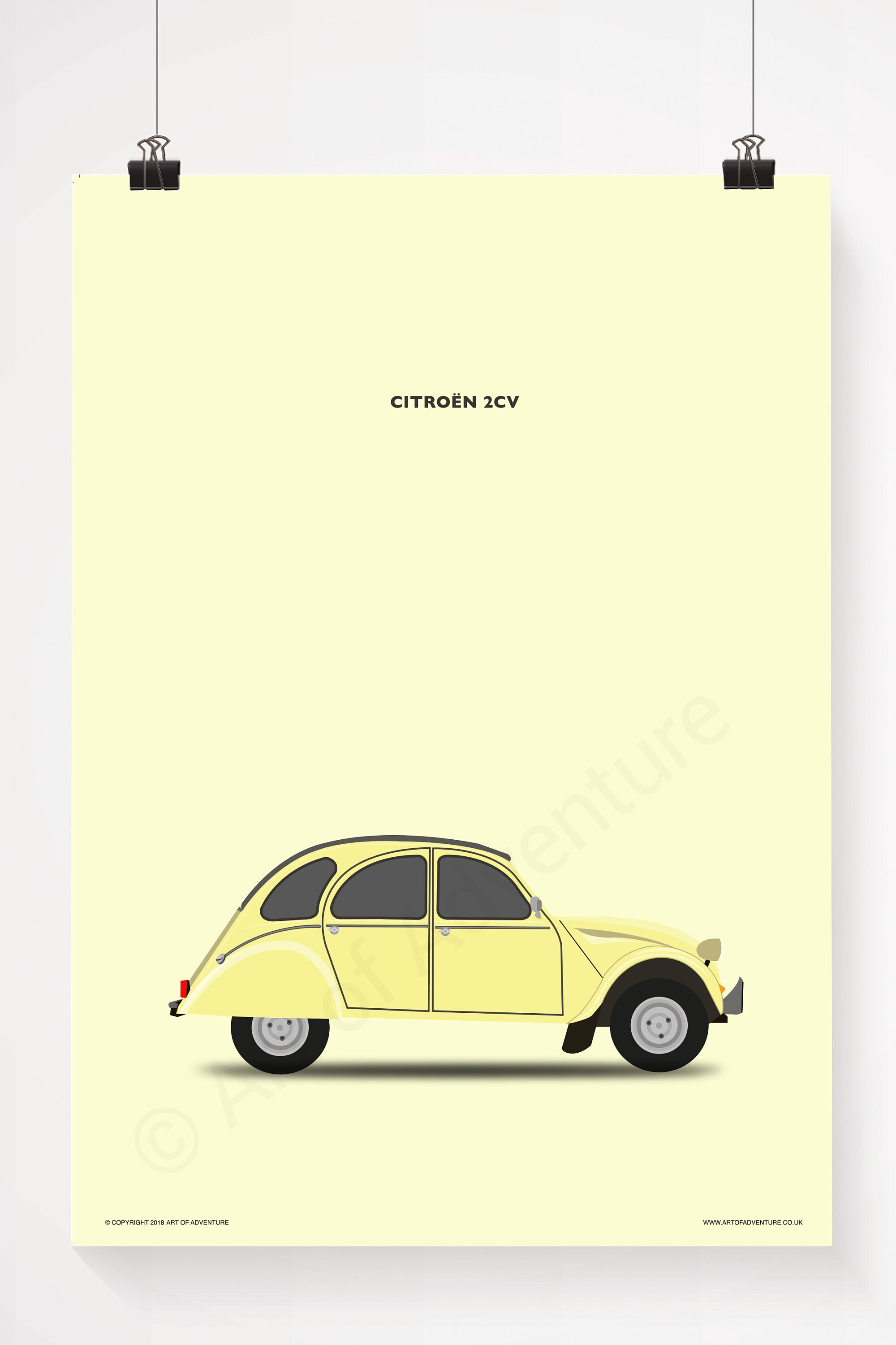 Citroen 2CV Yellow Poster / A3 Print / Car Poster / Car Print | Etsy