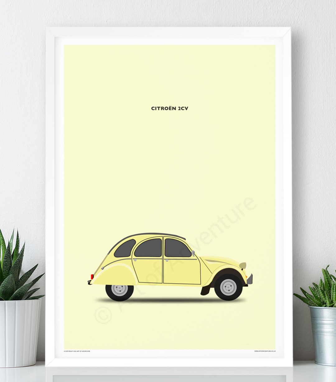 Citroen 2CV Yellow Large Poster / A2, A1, A0 Print / Car Poster / Car ...