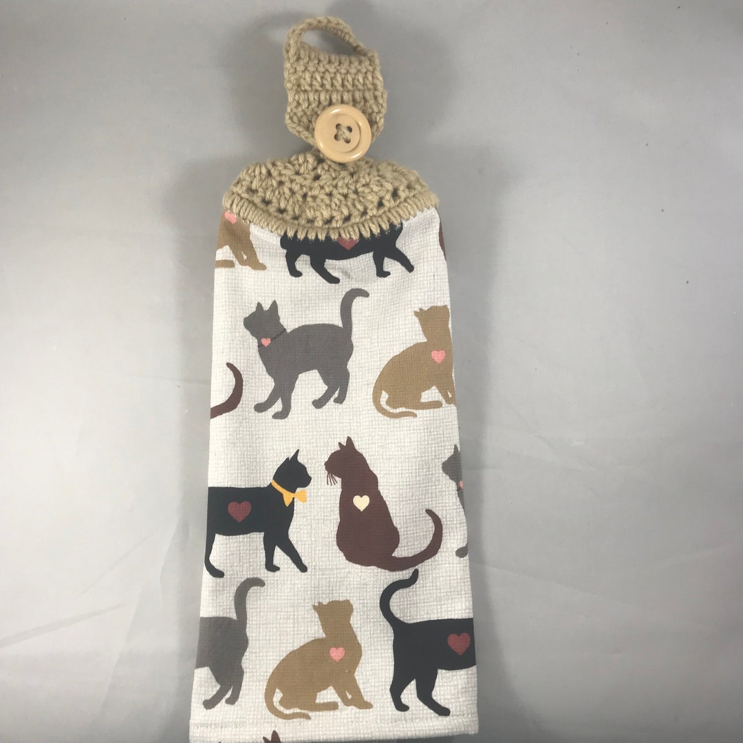 Hanging Crochet Top Kitchen Towel/cats/kittens/hanging Kitchen Towel ...