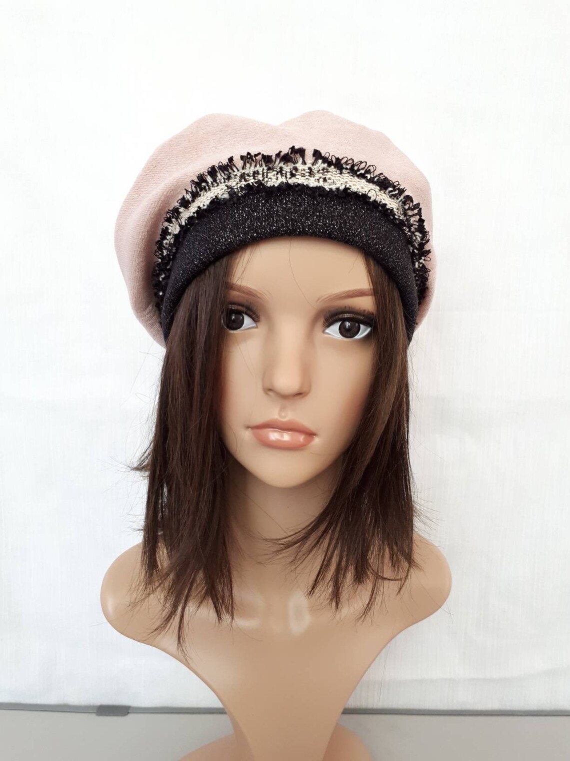 Pink Beret Tweed Braid Beret Chic Beret French Beret - Etsy