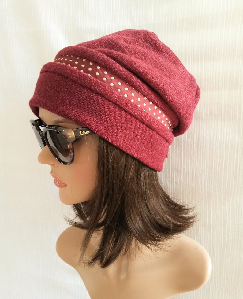 Bonnet élégant / Bonnet pois / Bonnet femme / Chapeau Original / Bonnet ...