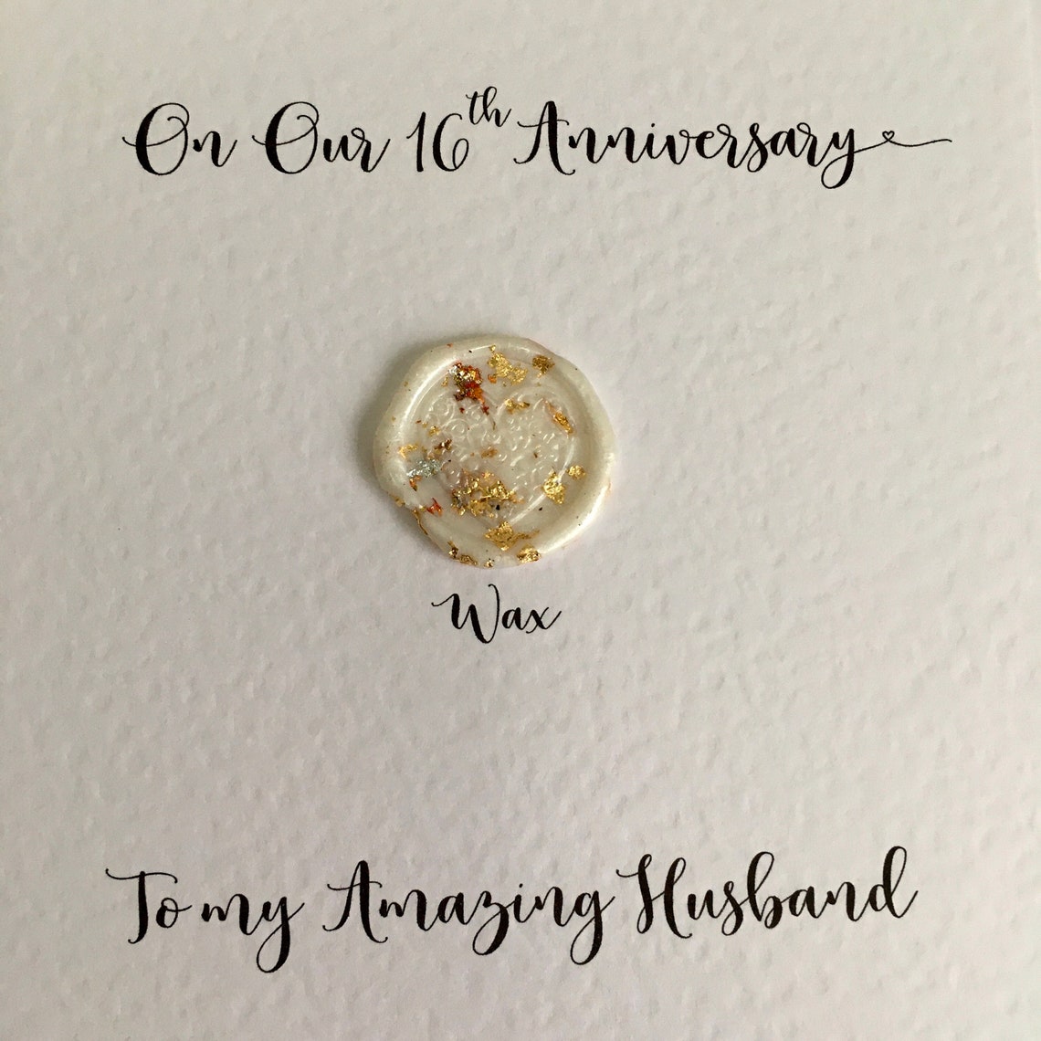 16th Wedding Anniversary Card Wax Sixteenth Anniversary | Etsy UK