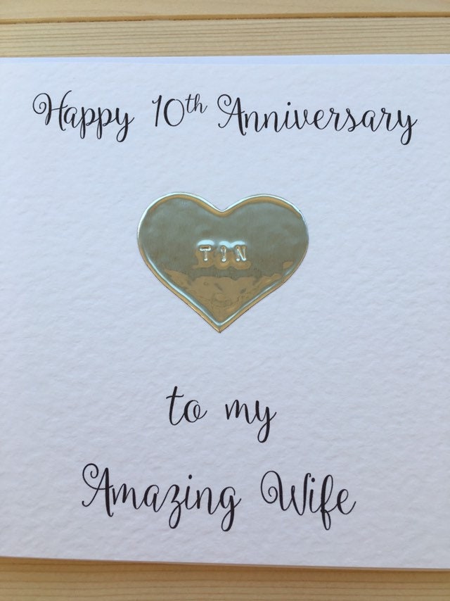 10th Wedding Anniversary Card Tin Ten Years Marriage - Etsy UK