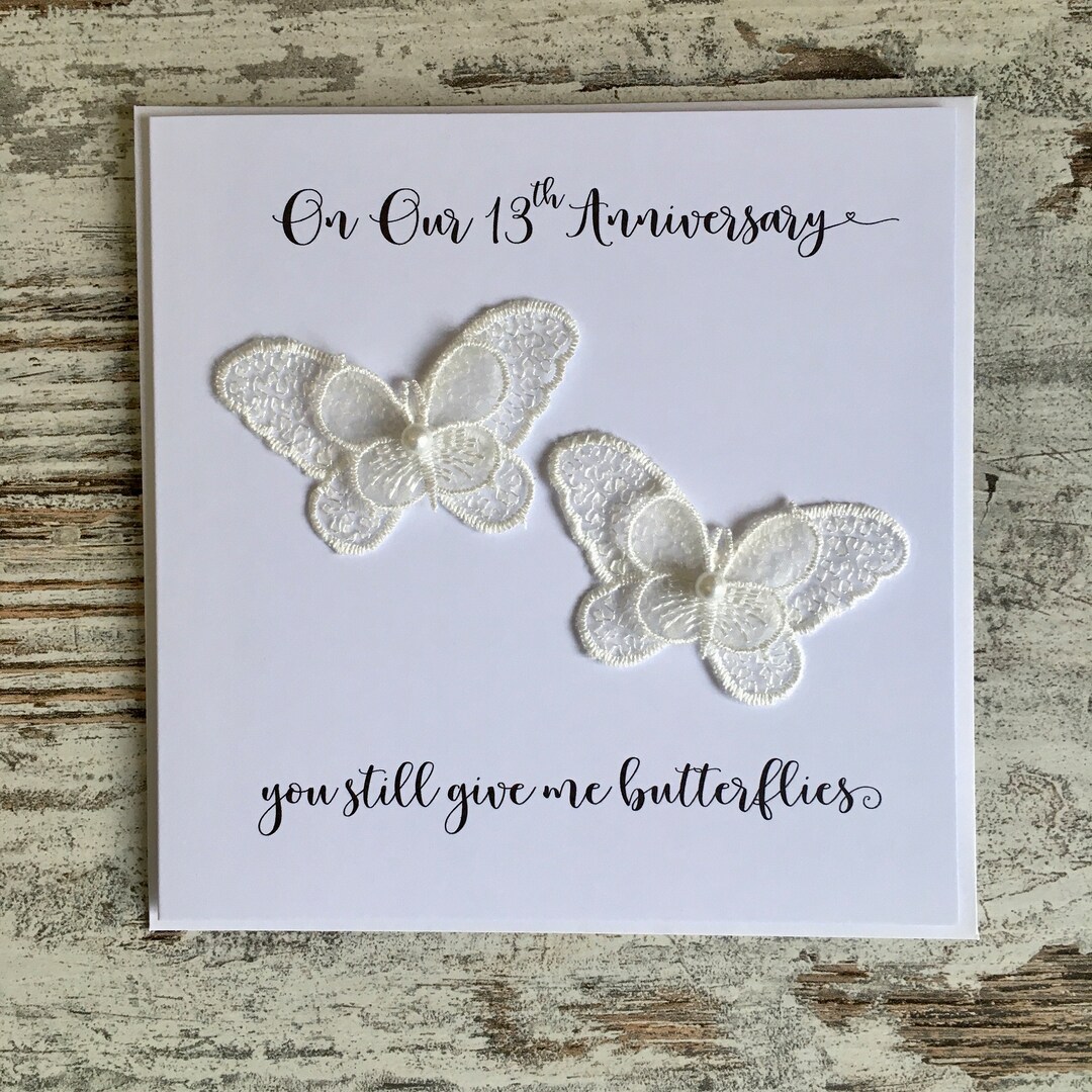 13th Wedding Anniversary Card Lace Husband Wife - Etsy UK
