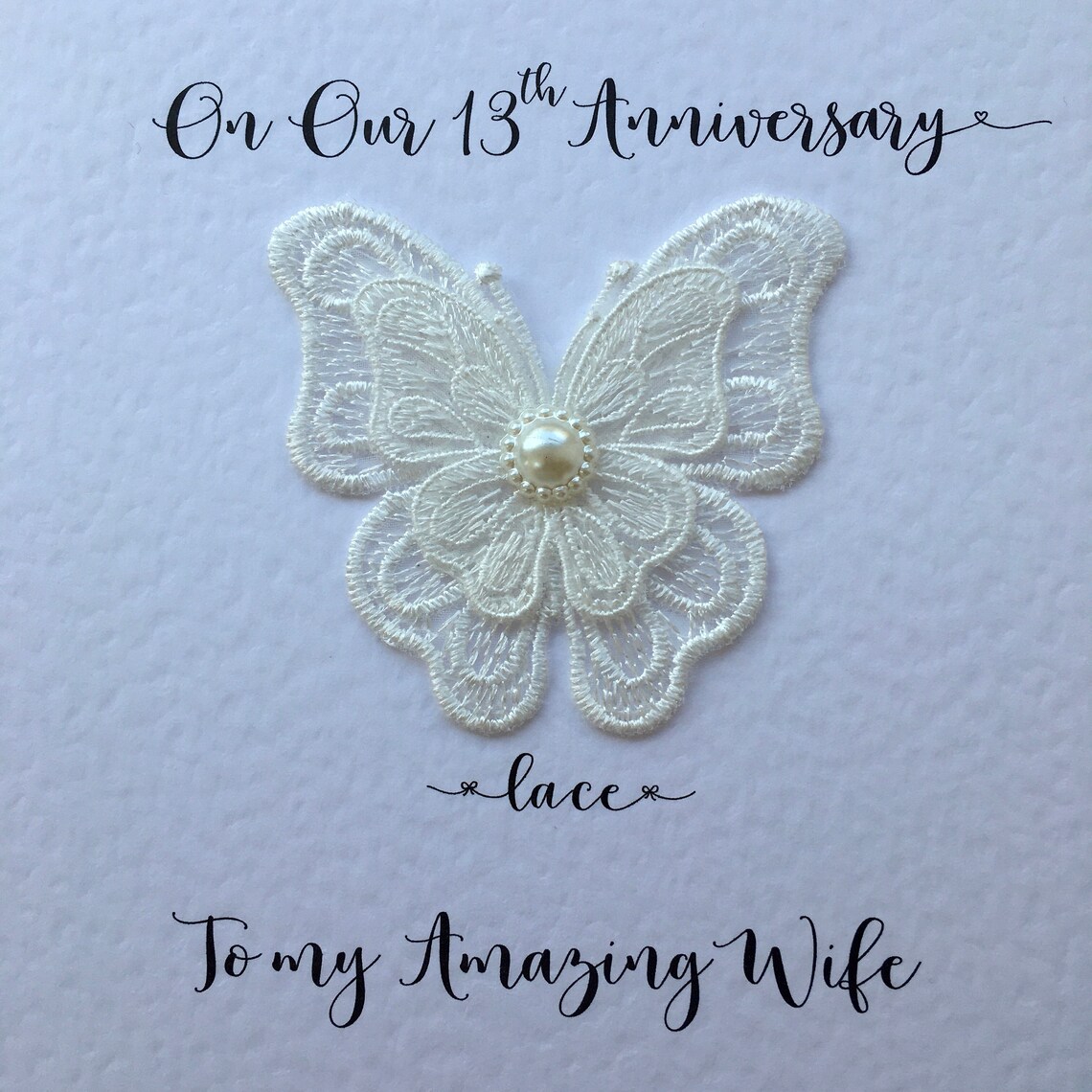 13th anniversary card lace wedding anniversary 13 years | Etsy