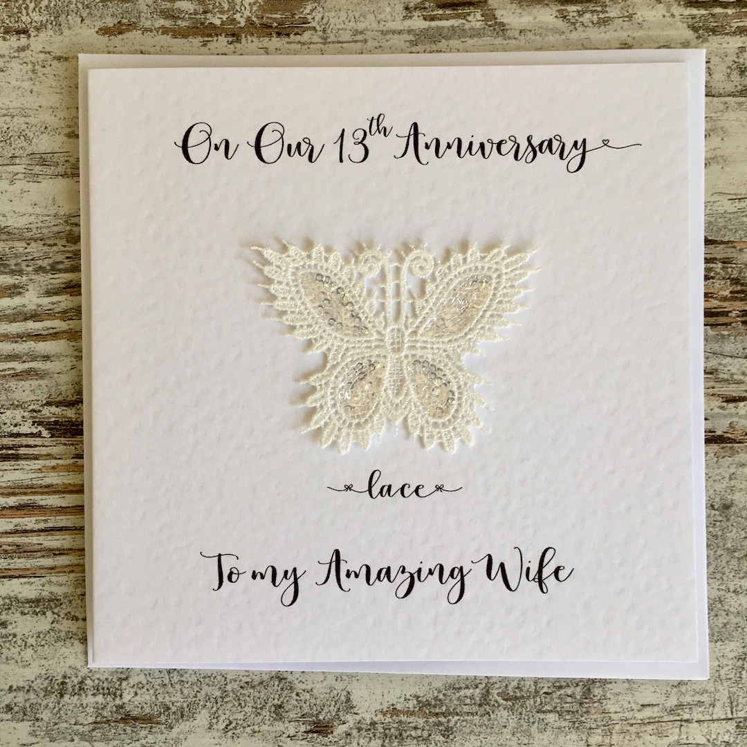 13th Anniversary Card Lace Wedding Anniversary 13 Years Marriage ...