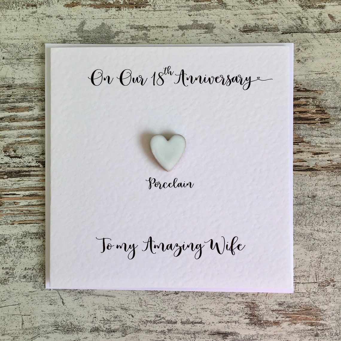 18th Wedding Anniversary Card Porcelain Traditional Gift - Etsy UK