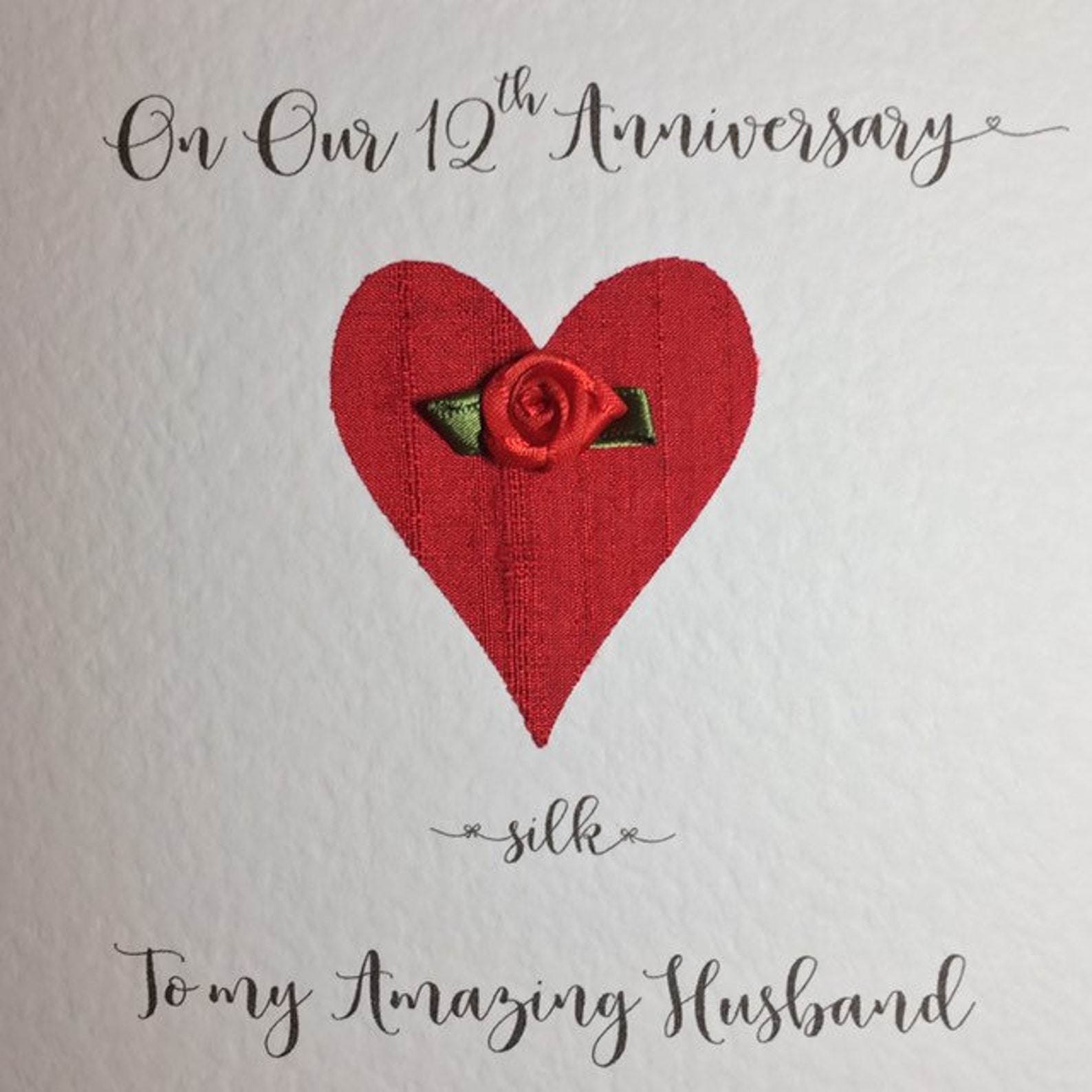 12th wedding anniversary card silk twelve years marriage | Etsy