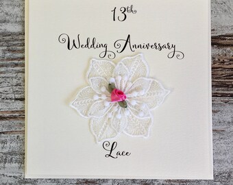 13th Anniversary Card Lace Wedding Anniversary 13 Years Marriage ...