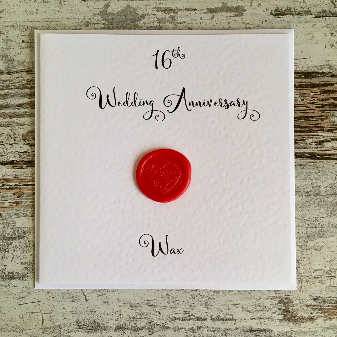 16th Wedding Anniversary Card Wax Sixteenth Anniversary Gift - Etsy UK