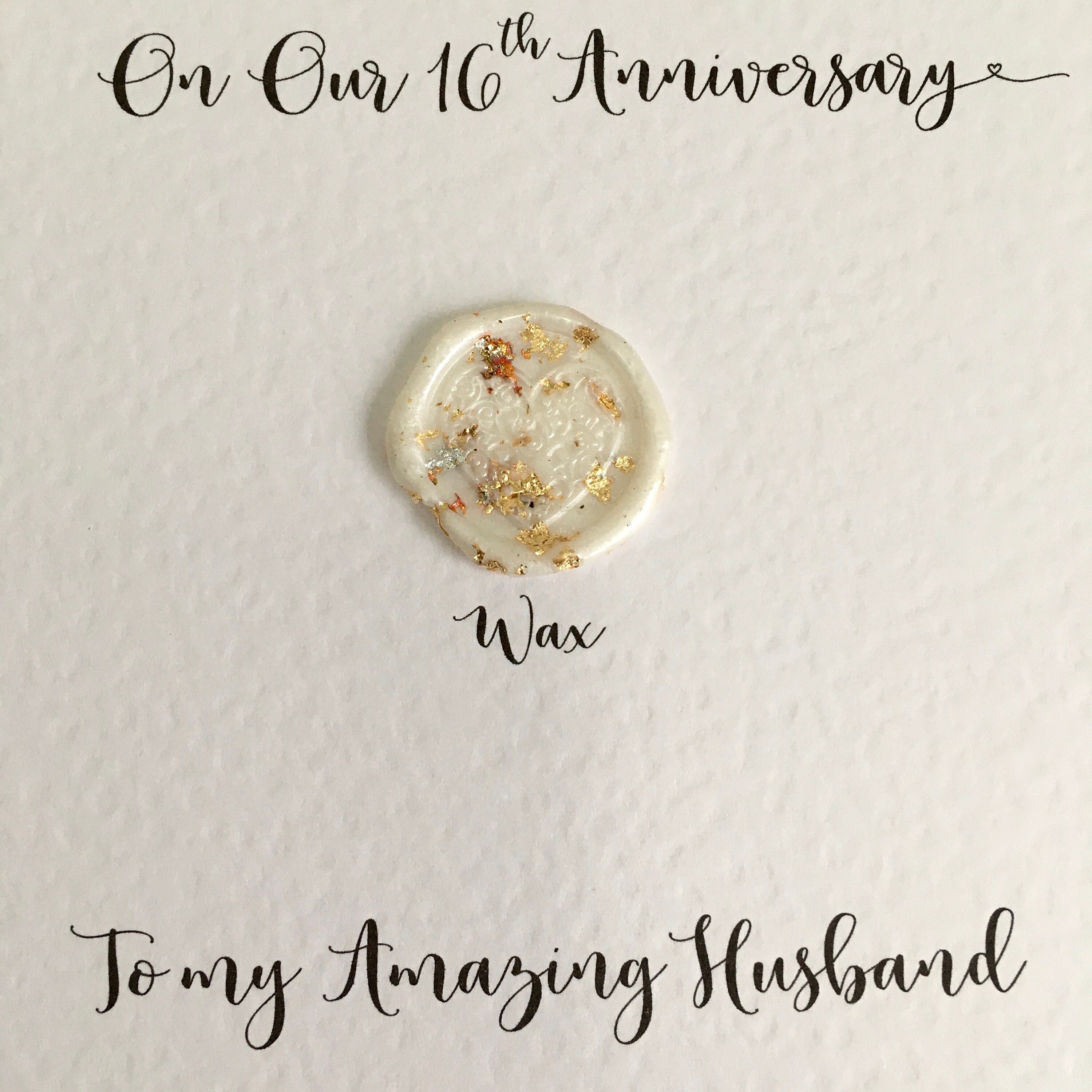 16th Wedding Anniversary Card Wax Sixteenth Anniversary | Etsy UK