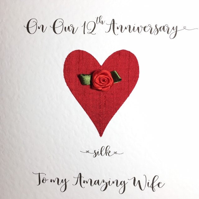 12th wedding anniversary card silk twelve years marriage | Etsy
