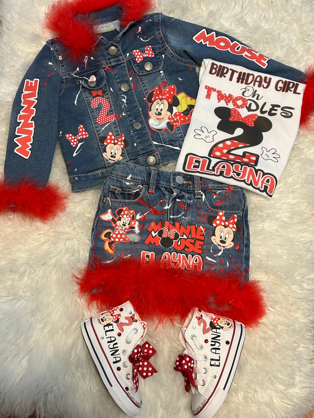 Minnie Mouse Denim Skirt Set - Etsy